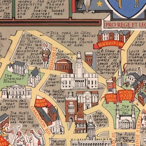 Old Map of Leeds, 19th Century, Historical Map, Fine Reproduction ...