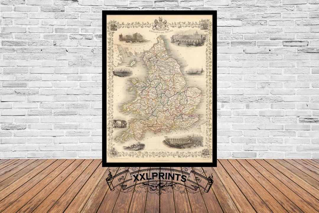 Antique England & Wales Map Print: 1851 Fine Art Reproduction - Etsy