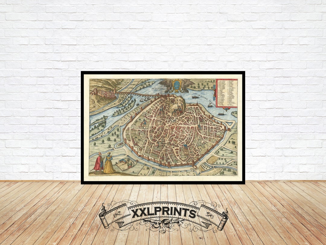 Ancient Map of Avignon, 1593, Very Rare, Fine Reproduction, Large Map ...