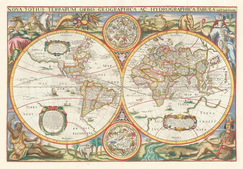 Ancient Map of the World 1636 Very Rare Map Old Map Fine | Etsy