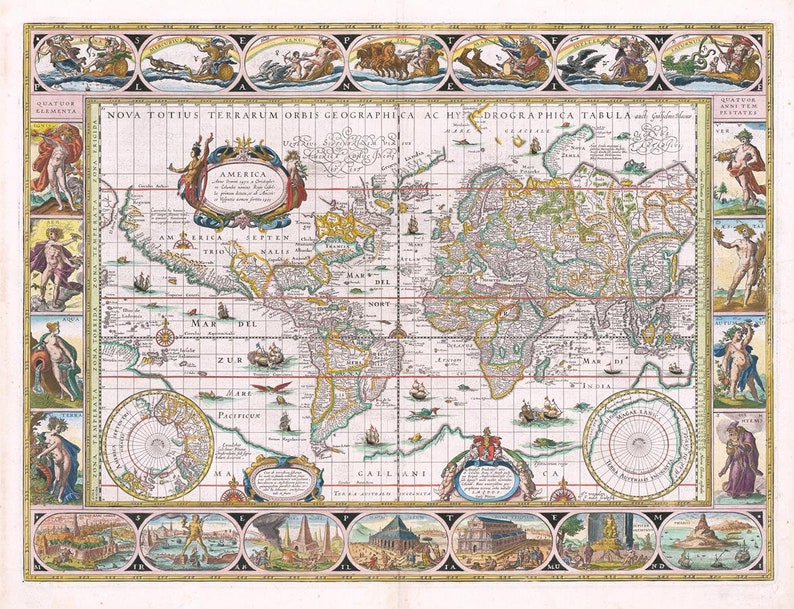 1630 Ancient World Map: Fine Art Giclée Print - Etsy