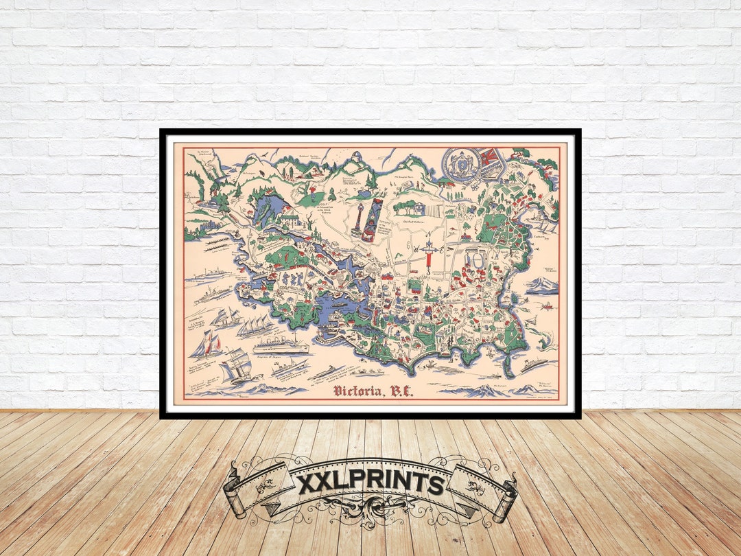 Old Map of Victoria, British Columbia, 1939, Fine Reproduction, Large ...