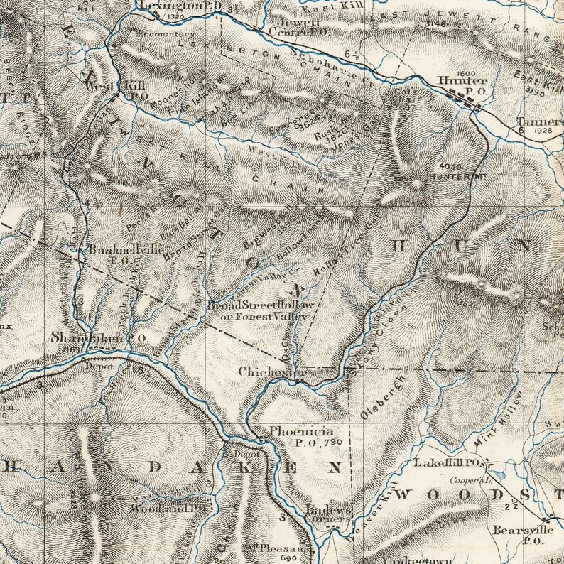 Old Map of Catskill Mountains 1880 Rare Map Antique Fine - Etsy