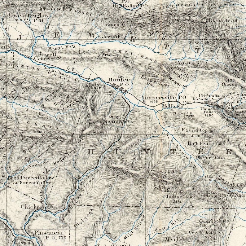 Old Map of Catskill Mountains 1880 Rare Map Antique Fine - Etsy
