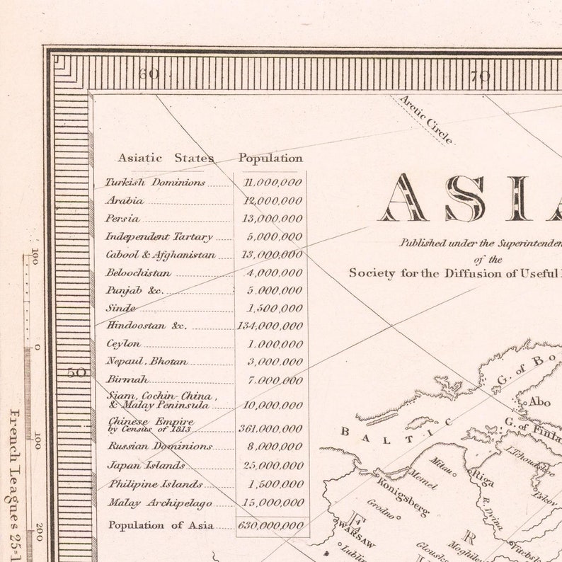 Old Map of Asia 1840 Antique Map Fine Reproduction Large - Etsy