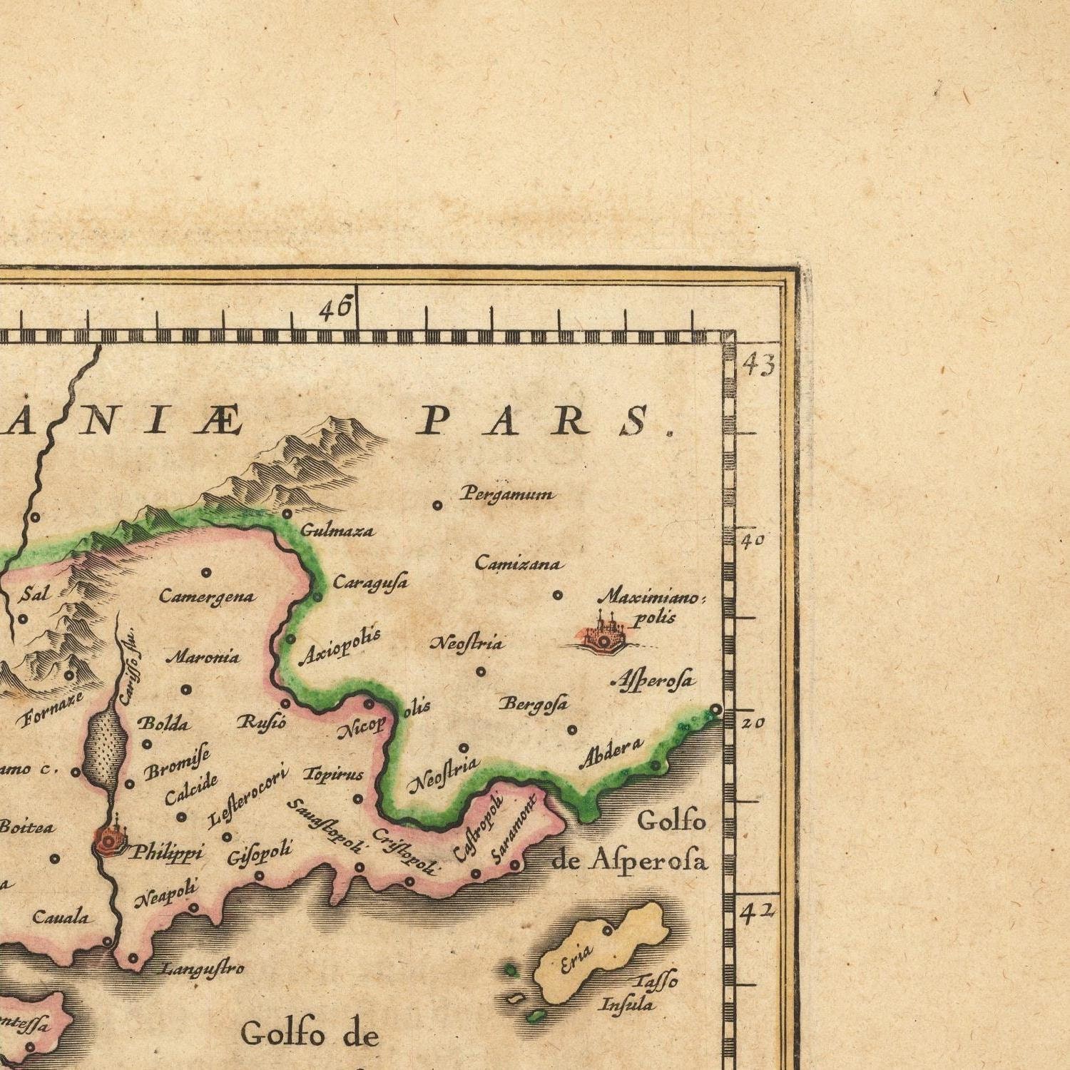 Old Map of Macedonia 1659 Rare Map Fine Reproduction Large - Etsy