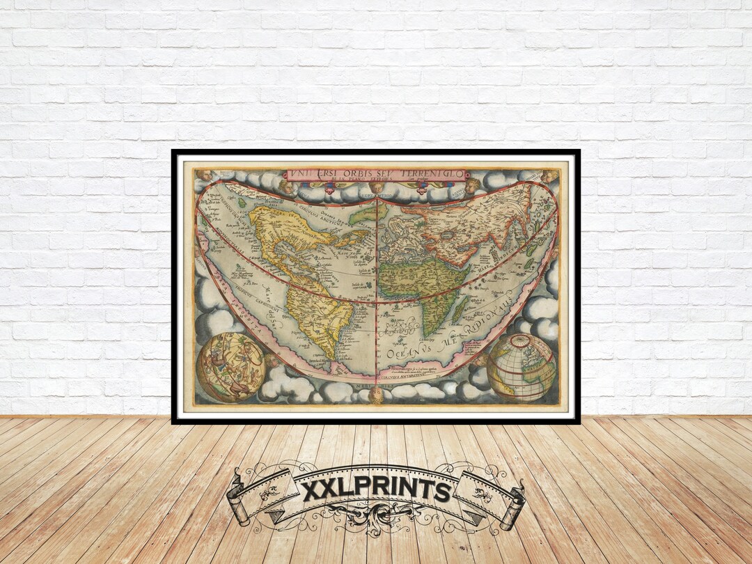 1571 World Map Print: Rare Ancient Fine Art Reproduction - Etsy