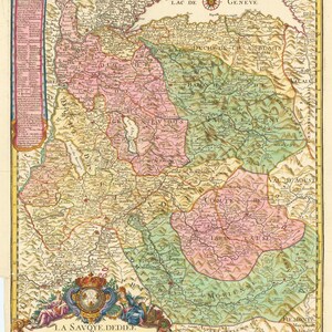 Lake Geneva Map Print: 1691 Savoye Region Antique Reproduction - Etsy