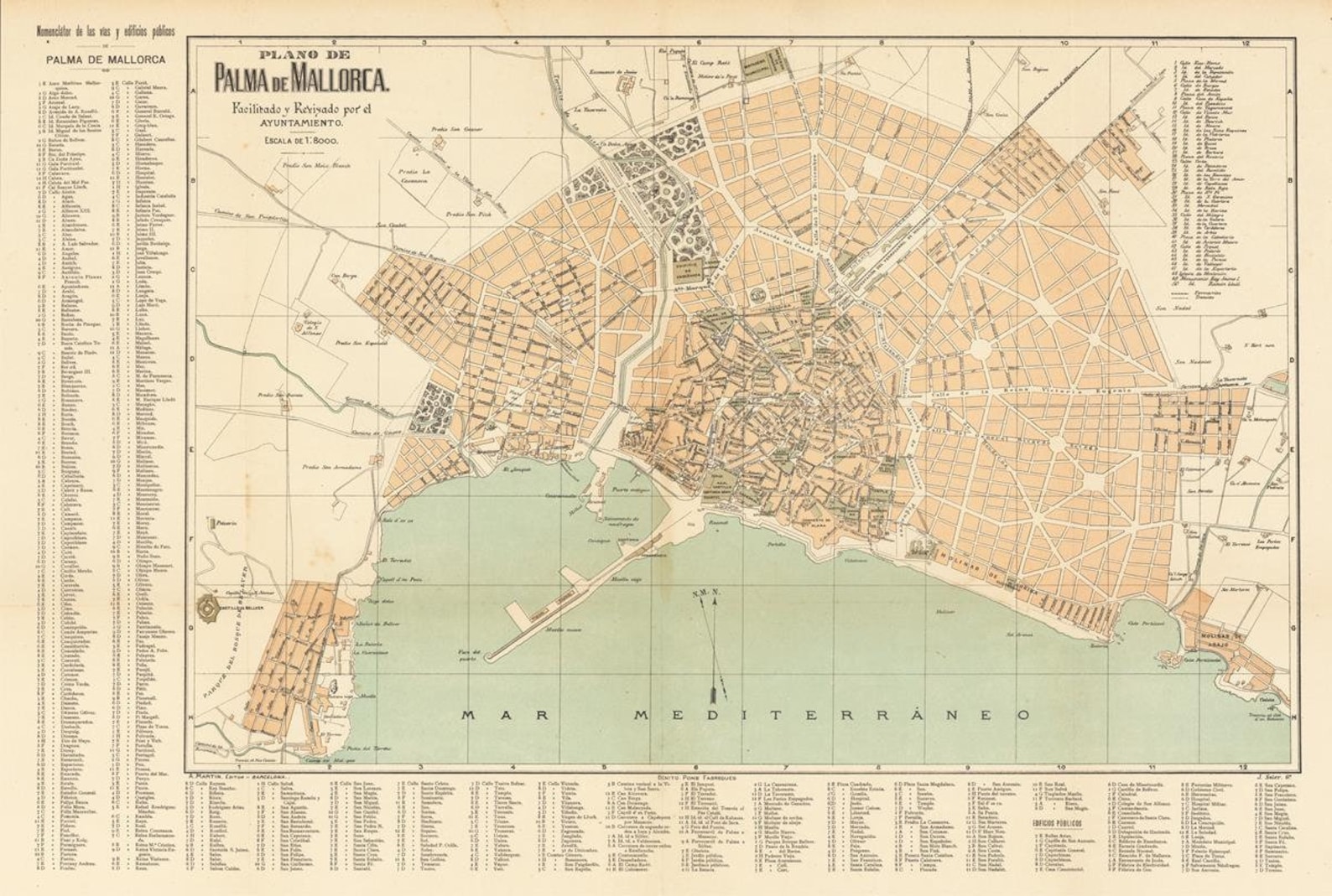 Old map of Palma de Mallorca 1910 city plan very rare | Etsy