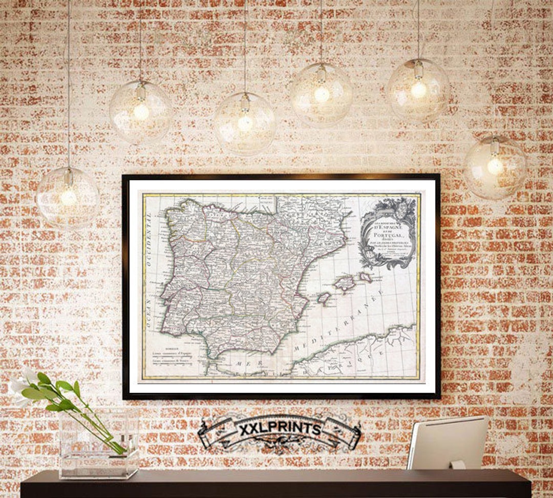 Antique Map of Spain & Portugal, 1775: Fine Art Print - Etsy