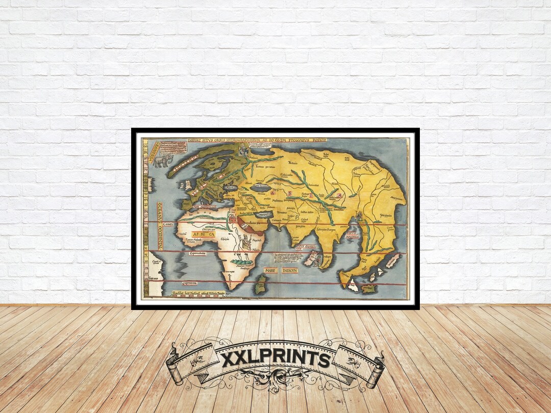 1522 World Map Print: Earliest Map Showing America, Fine Art ...
