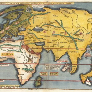 Ancient Map of the World, 1522, Earliest Map to Show America, Extremely ...