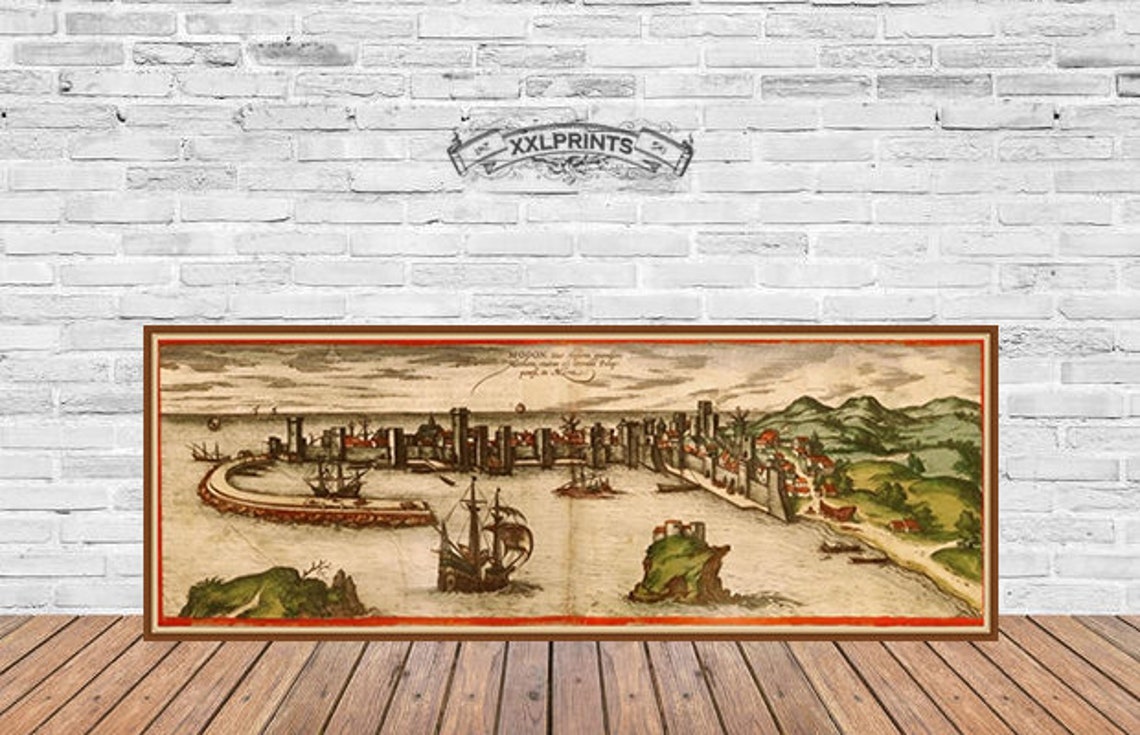 Antique map of Methoni Messenia Greece 1590 rare map | Etsy