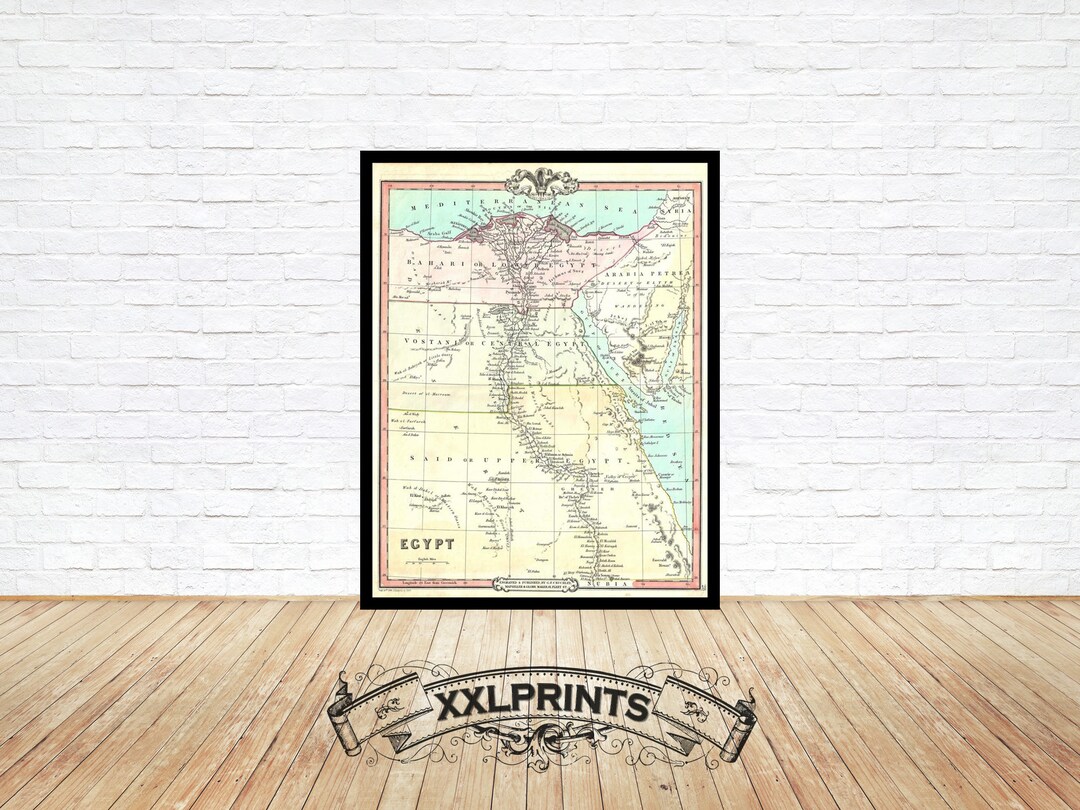 Old Map of Egypt, 1850, Cruchley's Maps, Fine Reproduction, Fine Art ...