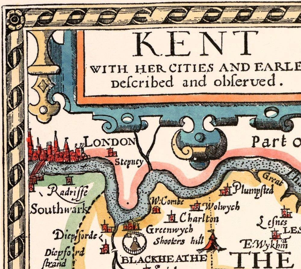 Antique Map of Kent, United Kingdom 1610: Fine Art Print - Etsy