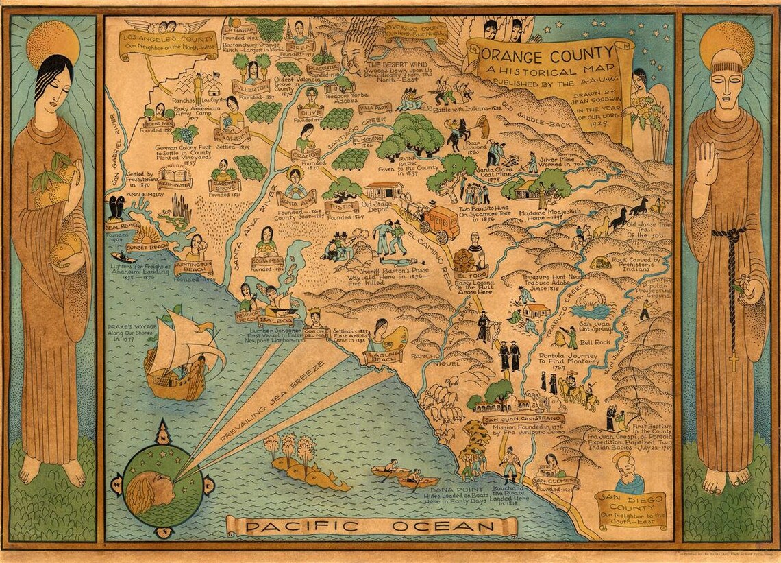 Orange County Historical Map Print: 1929 Antique Reproduction - Etsy