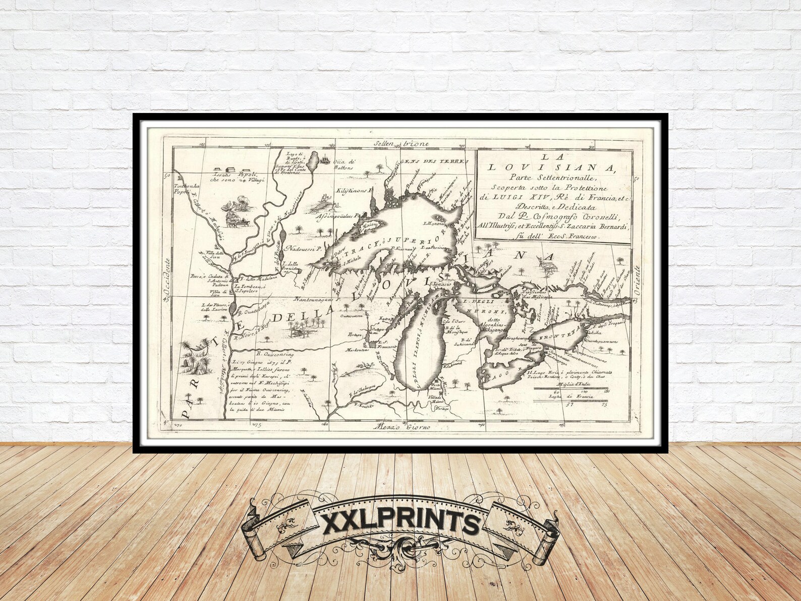 Ancient Map of Great Lakes, 1694, Rare Map, Fine Reproduction, Large ...