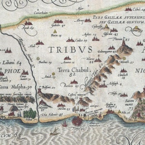 Asher Tribe Map Print: 1590 Israel, Western Galilee Fine Art ...