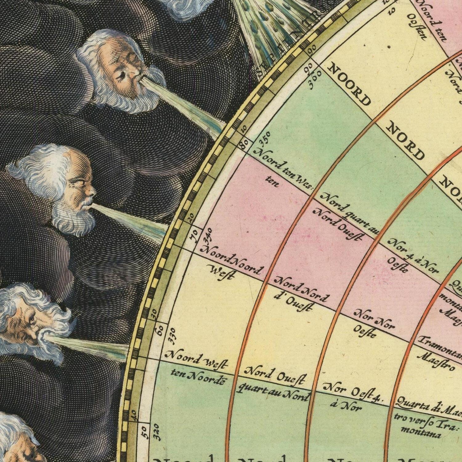 Ancient medieval navigation map 1650 32 points compass rose | Etsy