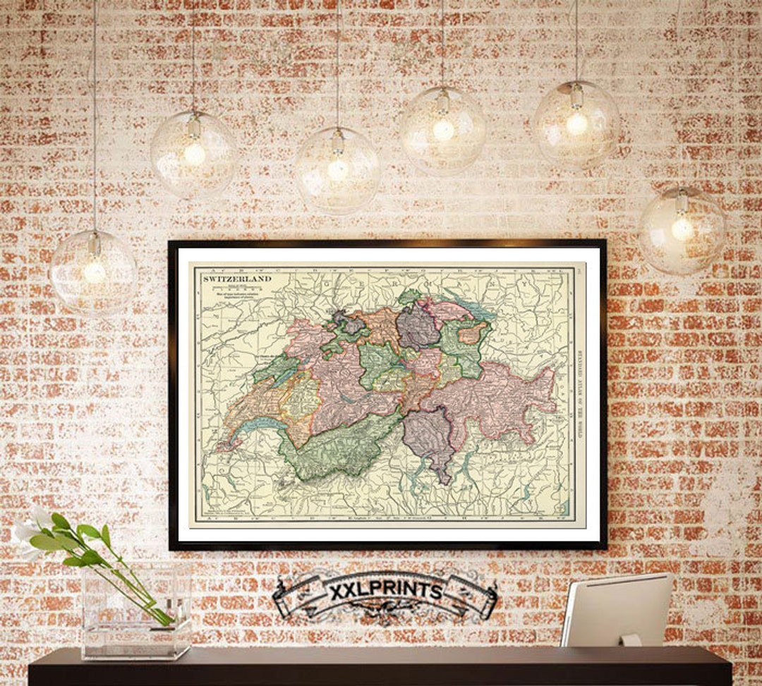 Antique Switzerland Map Print: 1904 Fine Art Reproduction - Etsy