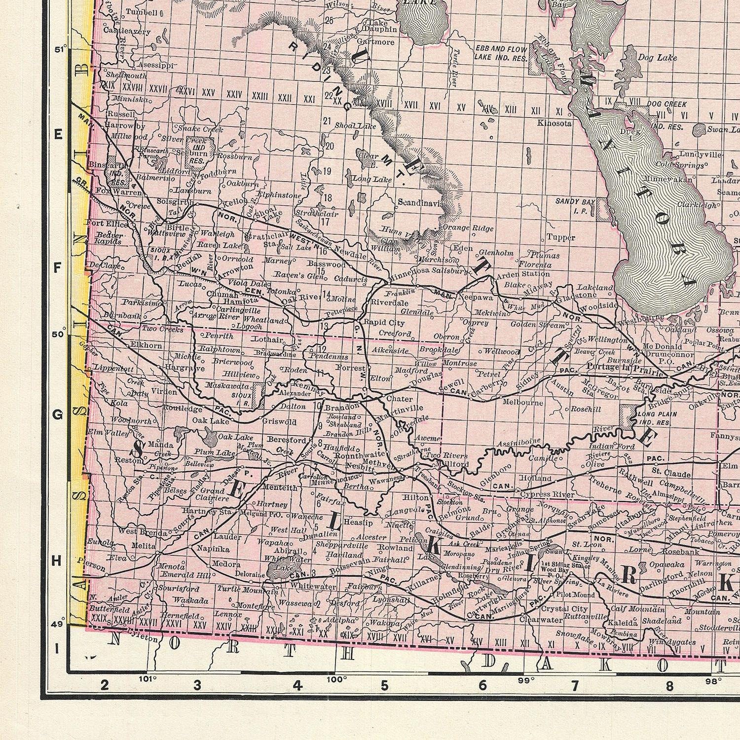 Antique Manitoba Map of Canada 1892: Fine Art Print - Etsy