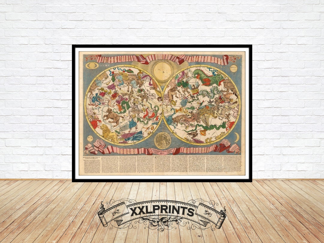 Celestial Globe Planisphere Print: Rare Ancient Map Reproduction - Etsy