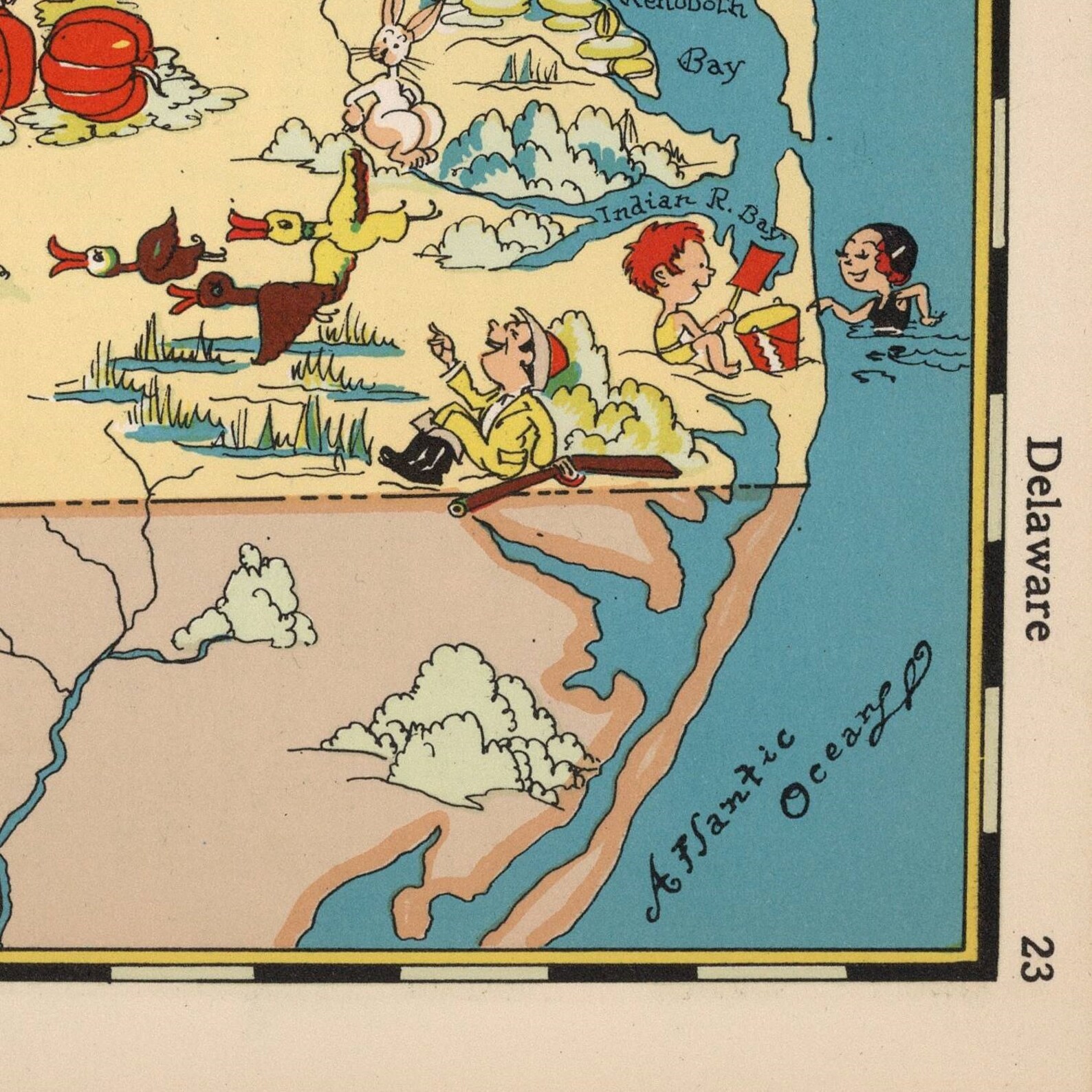 1935 Cartoon Map of Delaware Pictorial Map Fine - Etsy