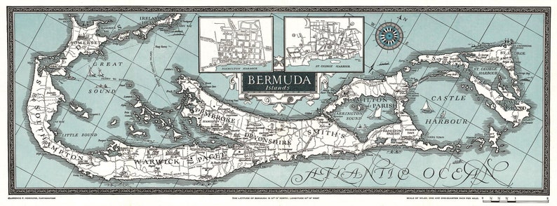 Old Map of Bermuda Islands 1927 Rare Map Antique Fine - Etsy