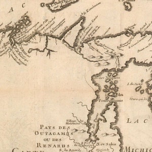 Old Map of Great Lakes, 1744, Rare Map, Antique, Fine Reproduction ...