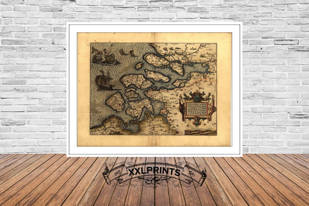Ancient Map of Netherlands, Zeeland, 1520, Extremely Rare Map, Fine ...