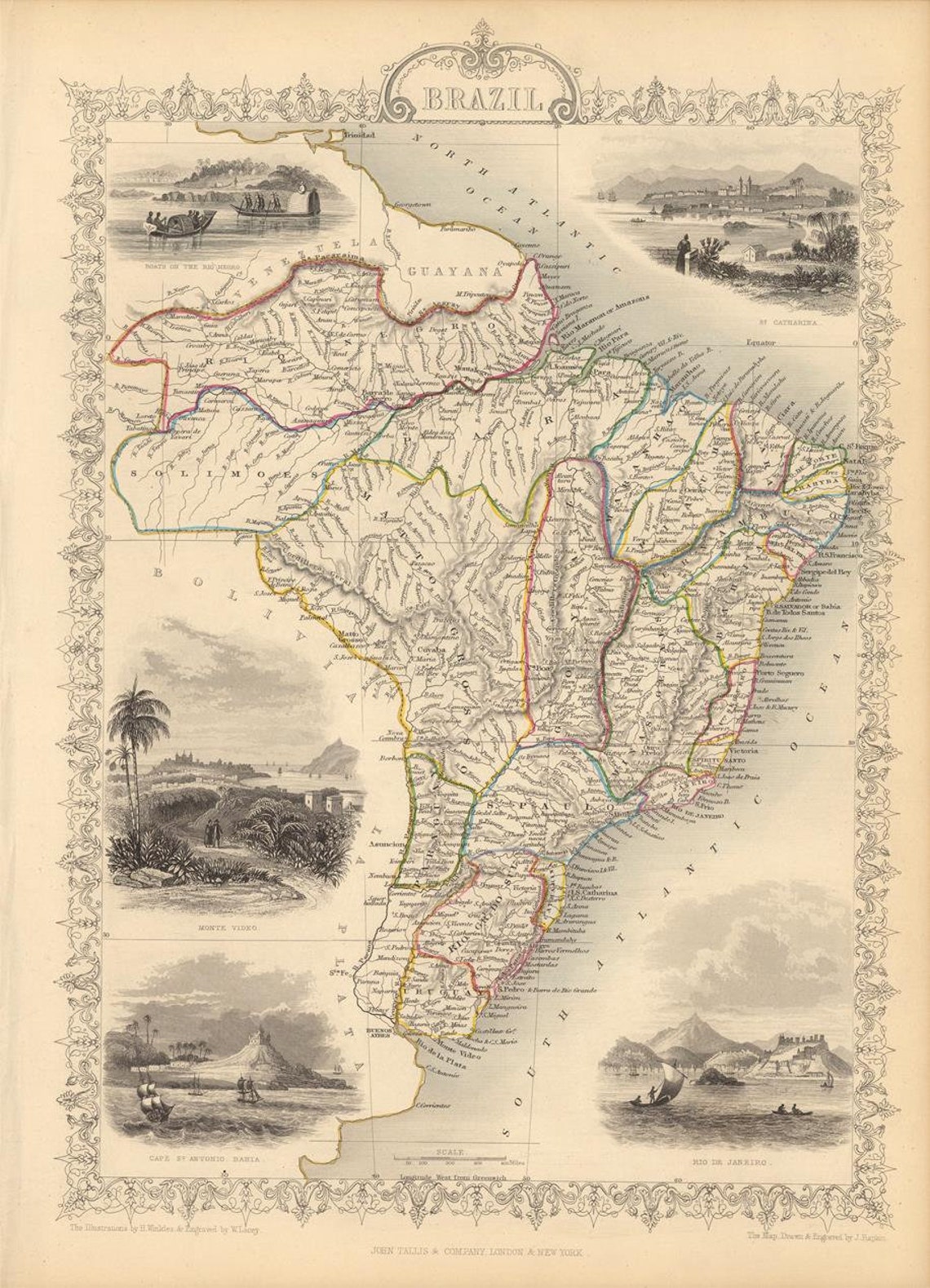 Old Map of Brazil 1851 Rare Map Antique Map Fine - Etsy UK