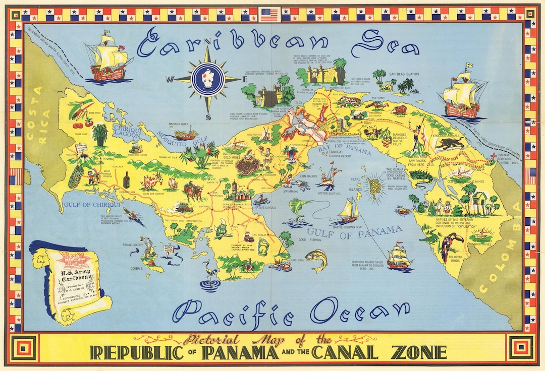 Pictorial Map of the Republic of Panama and the Canal Zone, 1955 ...