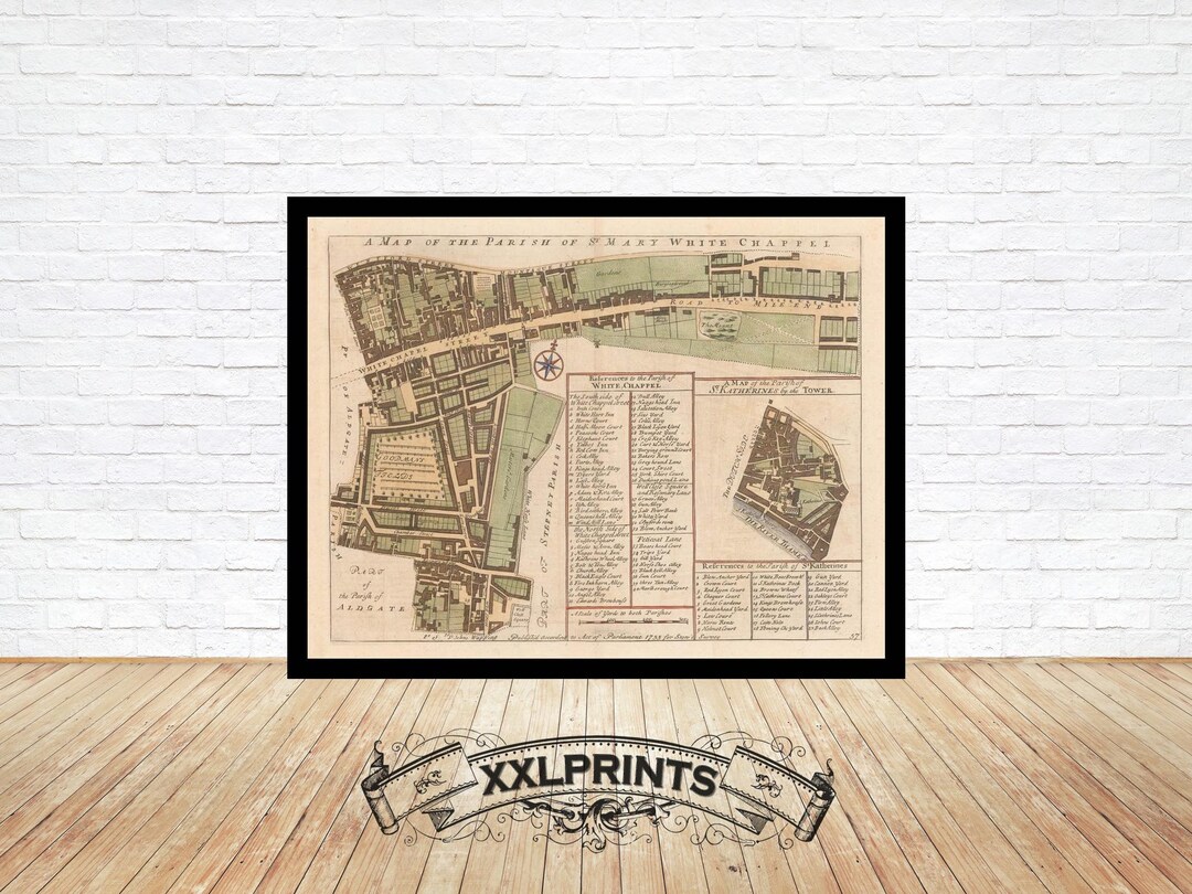 Whitechapel London Map Print: 1755 Antique Reproduction - Etsy