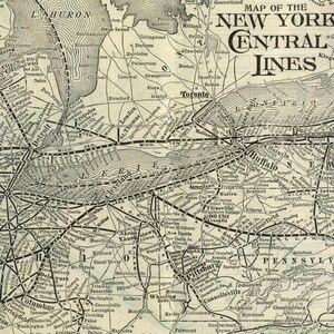 Old Map of New York Central Railroad, Central Line, 1918, Fine ...