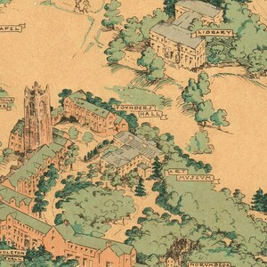 Wellesley College Map Print: 1943 Pictorial Art, Antique Decor - Etsy