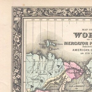 1861 World Map Print: Rare Antique Fine Art Reproduction - Etsy