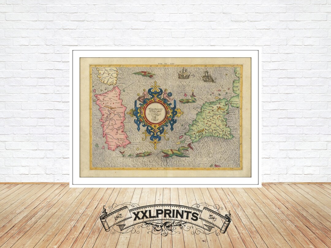 Sardinia & Sicily Ancient Map Print: 1584 Fine Art Reproduction - Etsy