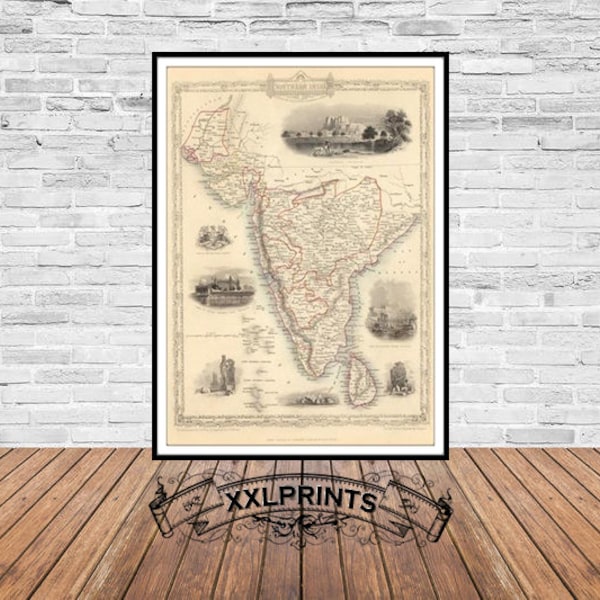 Madras Map of India 1851 - Etsy