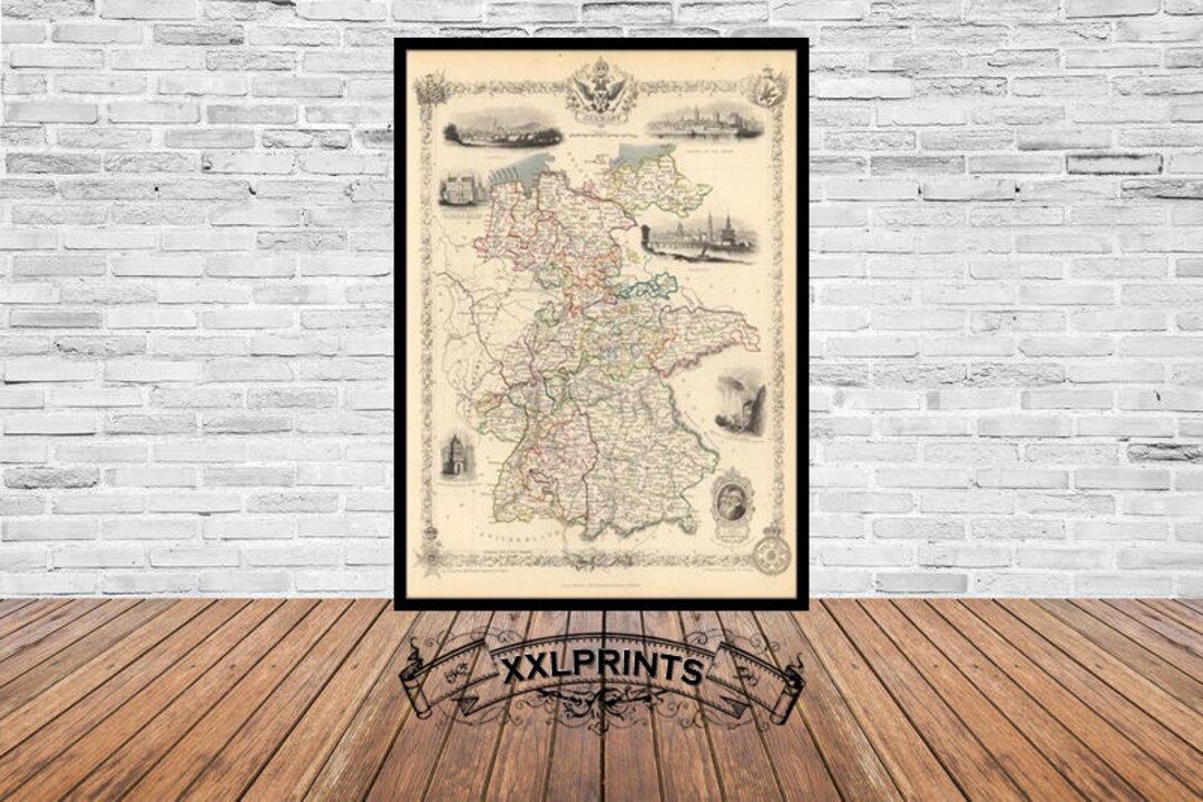 Antique Germany Map Print: 1851 Fine Art Reproduction - Etsy