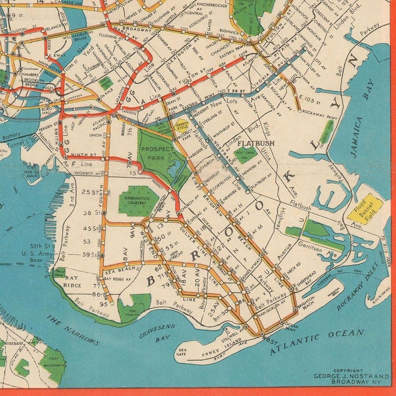 Old Subway Map of New York City 1945 Antique Fine - Etsy