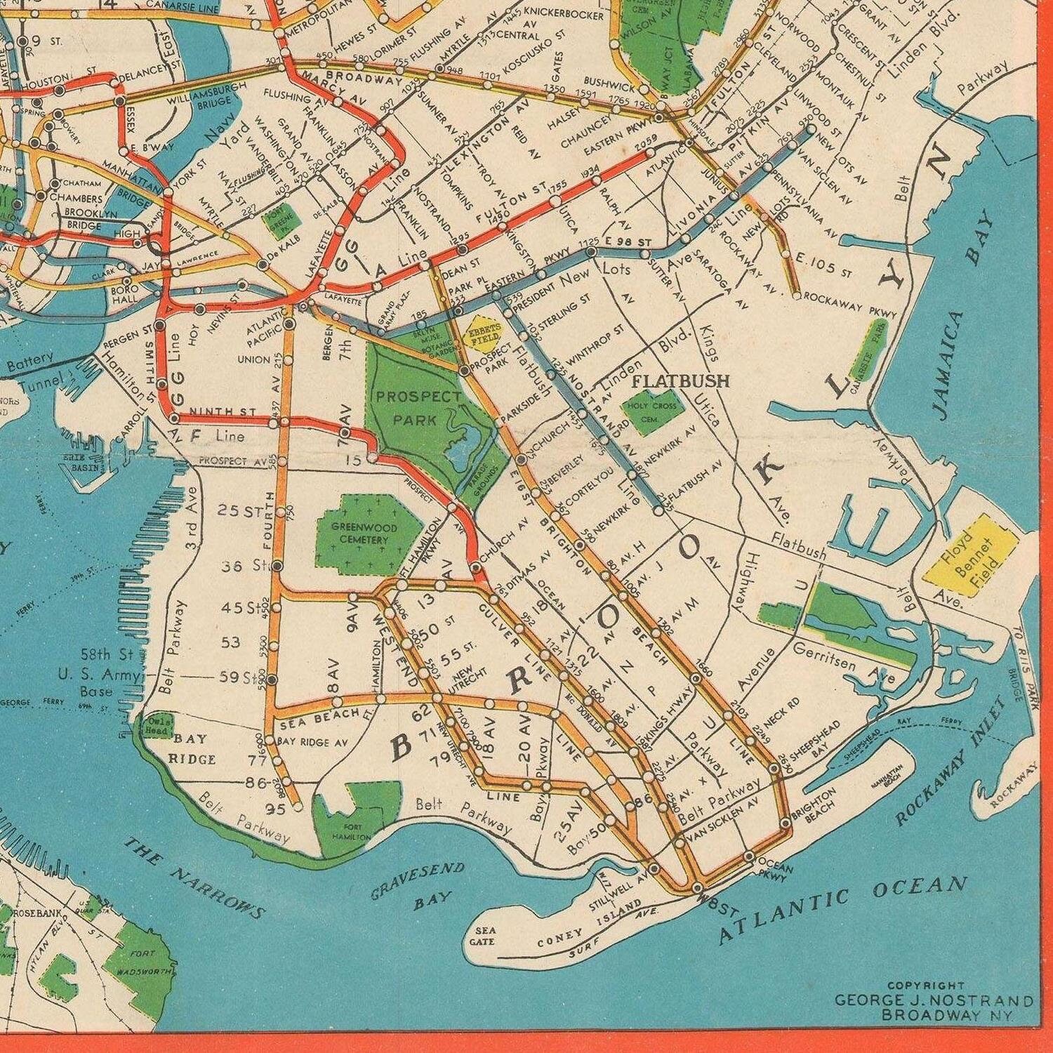 Old Subway Map of New York City 1945 Antique Fine - Etsy
