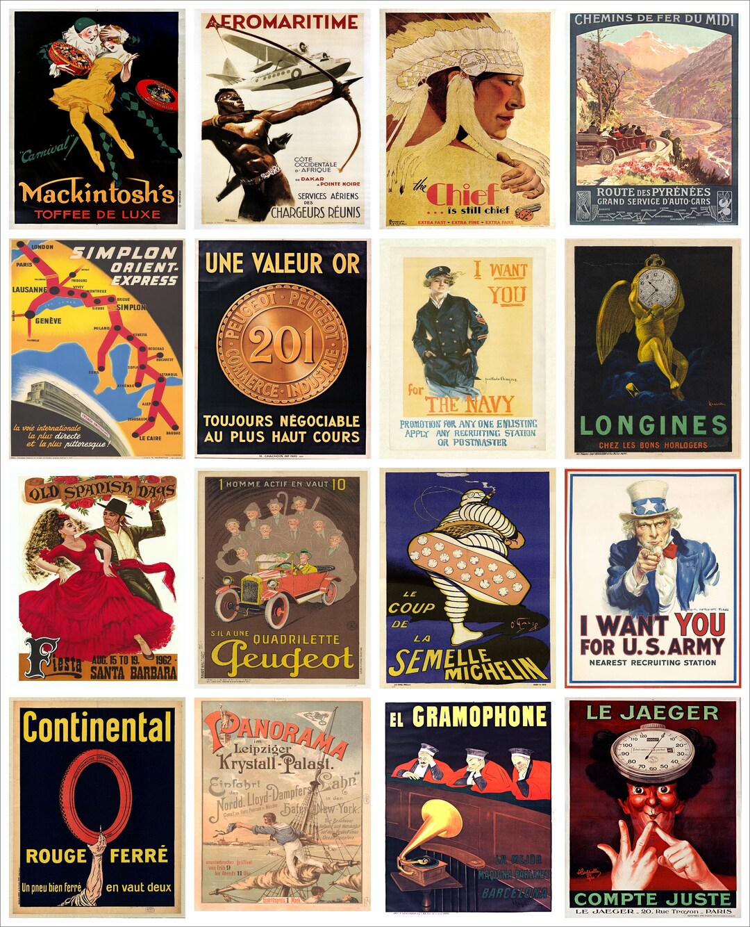 Vintage Advertising Poster Set: Bar, Pub, Coffee Shop Prints (16x20 ...