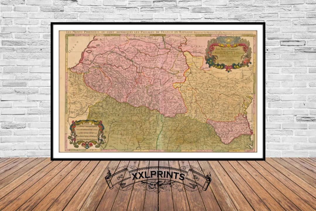 Antique Pyrenees Map Print: 17th Century Fine Art Reproduction - Etsy
