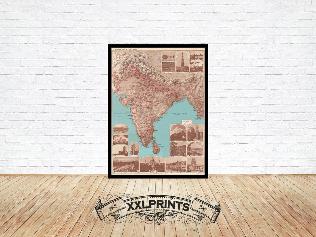 1930s India Tourist Map: Vintage Fine Art Print - Etsy