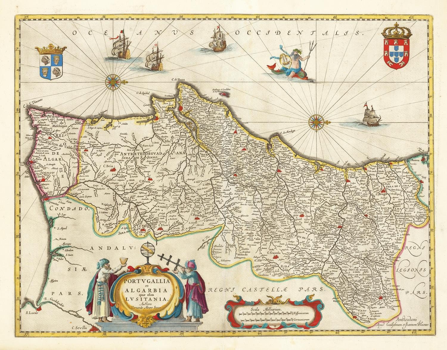 Ancient Portugal Map Print, 1660: Rare Fine Art Reproduction - Etsy
