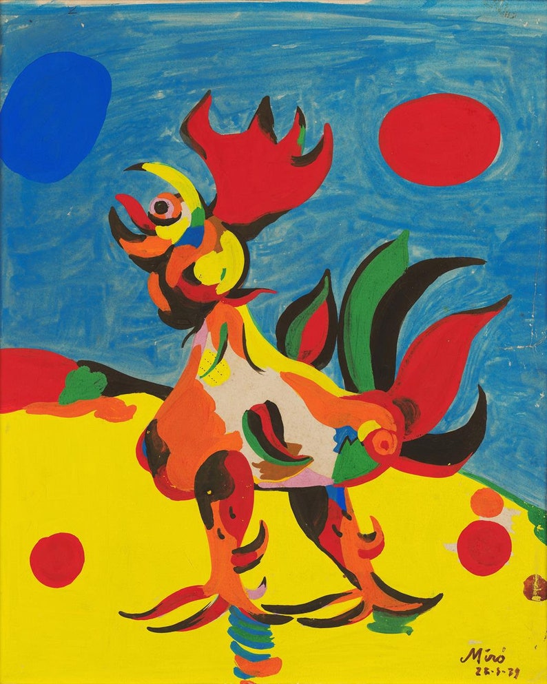Joan Miro the Rooster 1939 Fine Reproduction Large Fine - Etsy