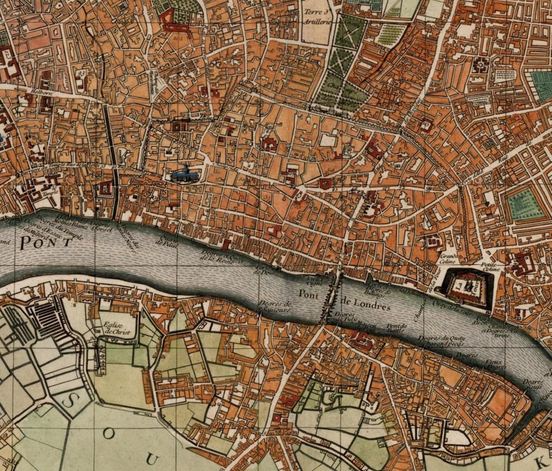 Old Map of London 1727 Very Rare Map Fine Reproduction - Etsy India