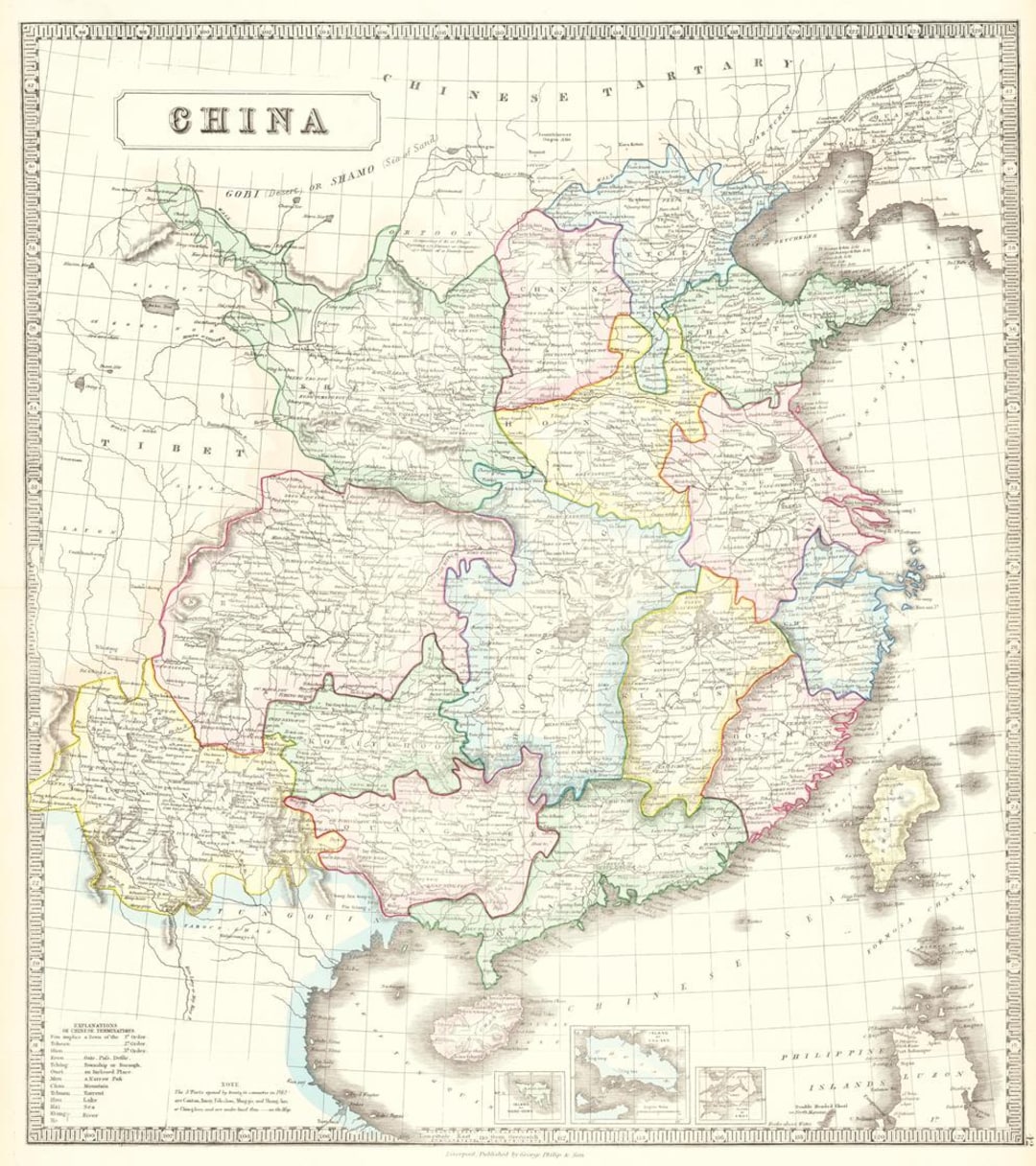 1854 Antique Map of China With Hong Kong Inset (digital Download) - Etsy