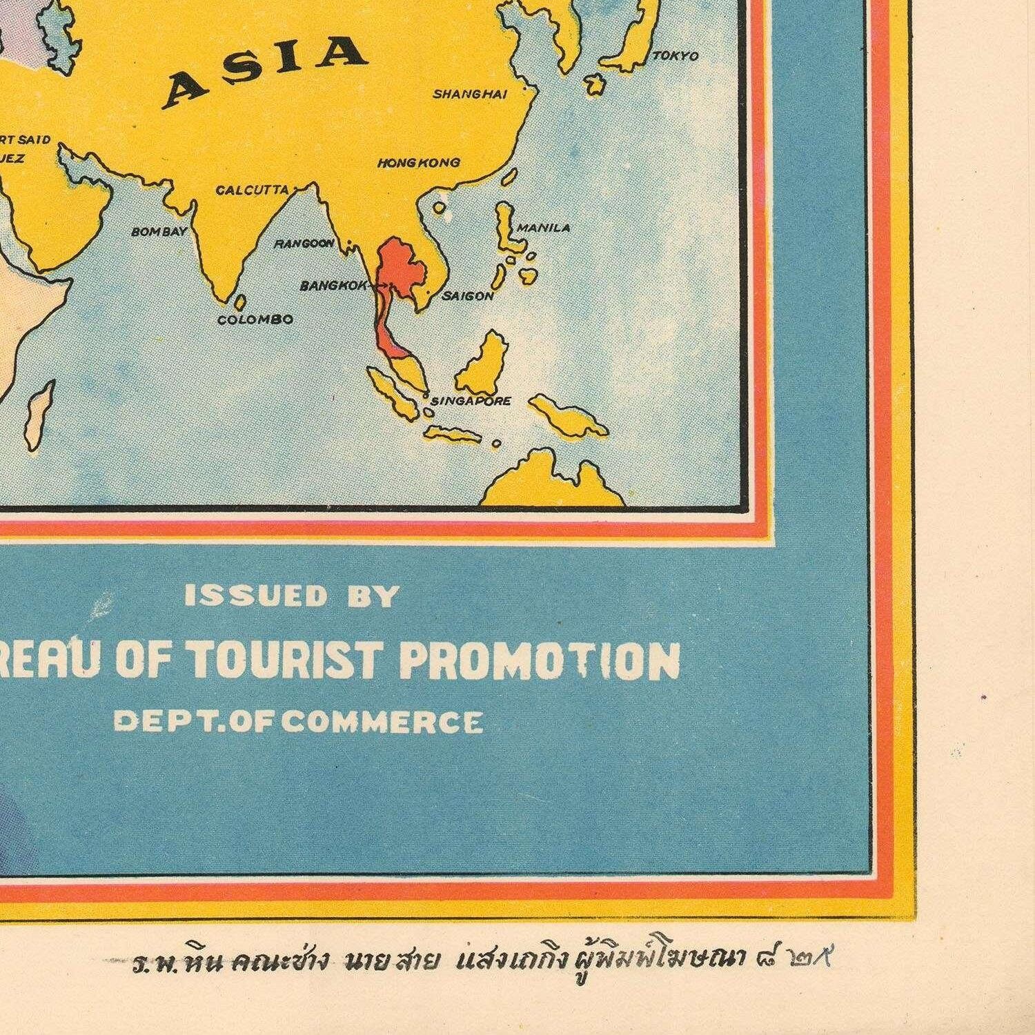 Old Tourist Map of Thailand 19th Century Pictorial Map Fine - Etsy Canada