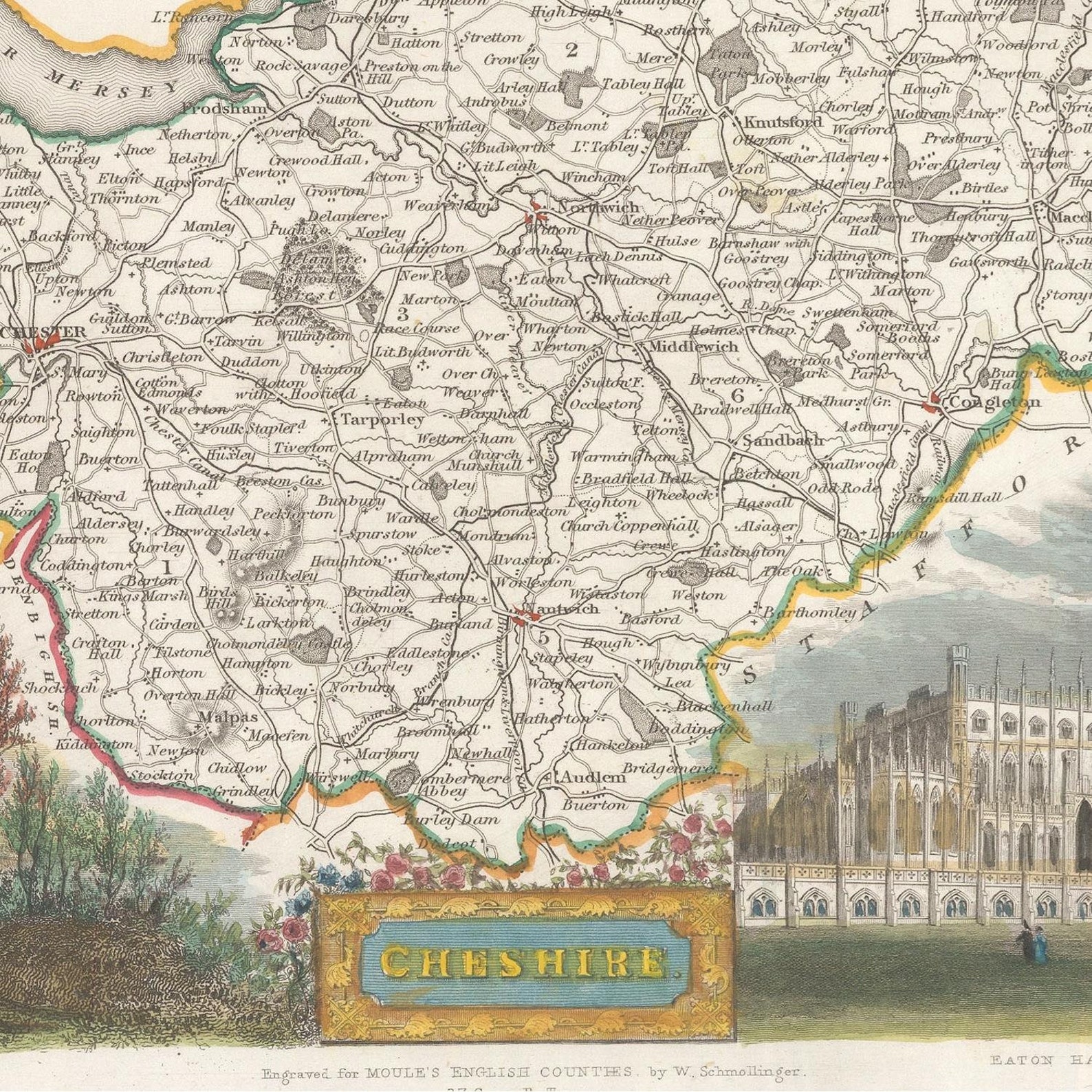 Antique Cheshire Map Print: 1840s United Kingdom County - Etsy